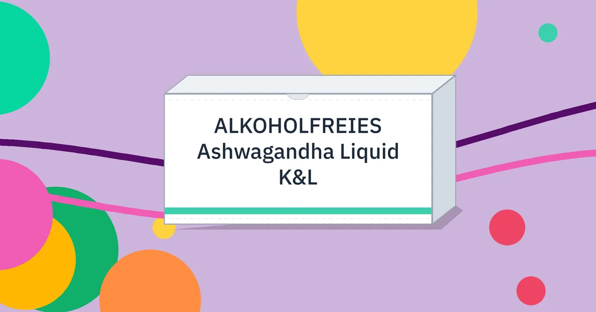 Symbolbild: Packung mit der Aufschrift ALKOHOLFREIES Ashwagandha Liquid K&L (PZN 16900579) – Verfügbarkeit und Bezug in Apotheken in Frankfurt am Main