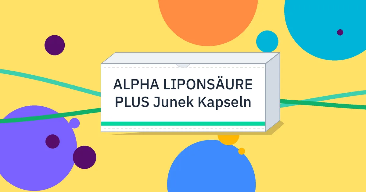 Symbolbild: Packung mit der Aufschrift ALPHA LIPONSÄURE PLUS Junek Kapseln (PZN 02886781) – Verfügbarkeit und Bezug in Apotheken in Frankfurt am Main