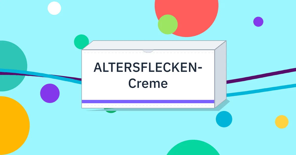 Symbolbild: Packung mit der Aufschrift ALTERSFLECKEN-Creme (PZN 10324873) – Verfügbarkeit und Bezug in Apotheken in Frankfurt am Main
