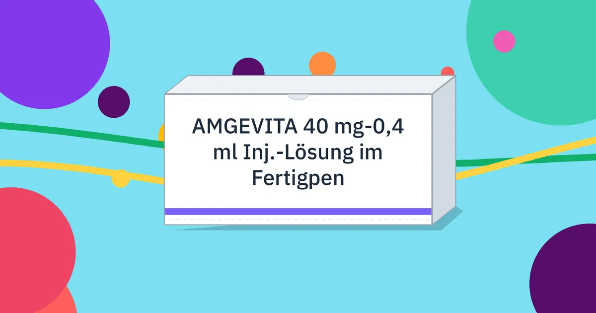 Symbolbild: Packung mit der Aufschrift AMGEVITA 40 mg-0,4 ml Inj.-Lösung im Fertigpen (PZN 19688186) – Verfügbarkeit und Bezug in Apotheken in Frankfurt am Main