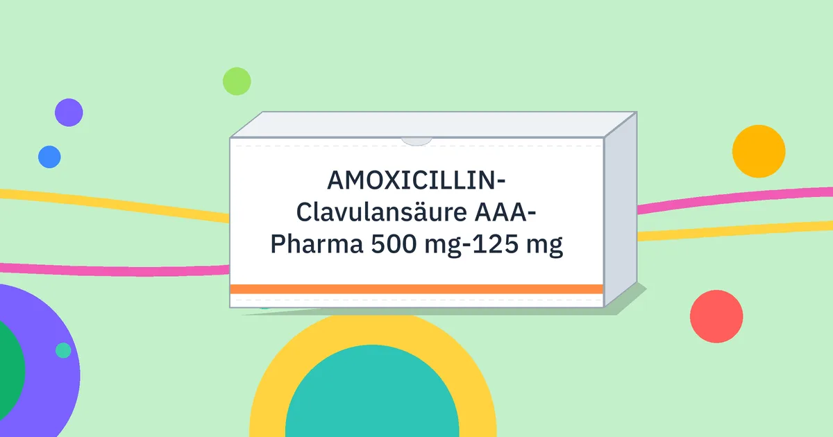 Symbolbild: Packung mit der Aufschrift AMOXICILLIN-Clavulansäure AAA-Pharma 500 mg-125 mg (PZN 16584397) – Verfügbarkeit und Bezug in Apotheken in Frankfurt am Main