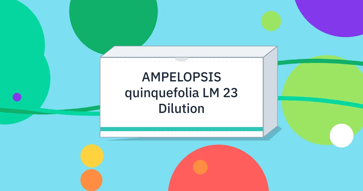 Symbolbild: Packung mit der Aufschrift AMPELOPSIS quinquefolia LM 23 Dilution (PZN 13325241) – Verfügbarkeit und Bezug in Apotheken in Frankfurt am Main