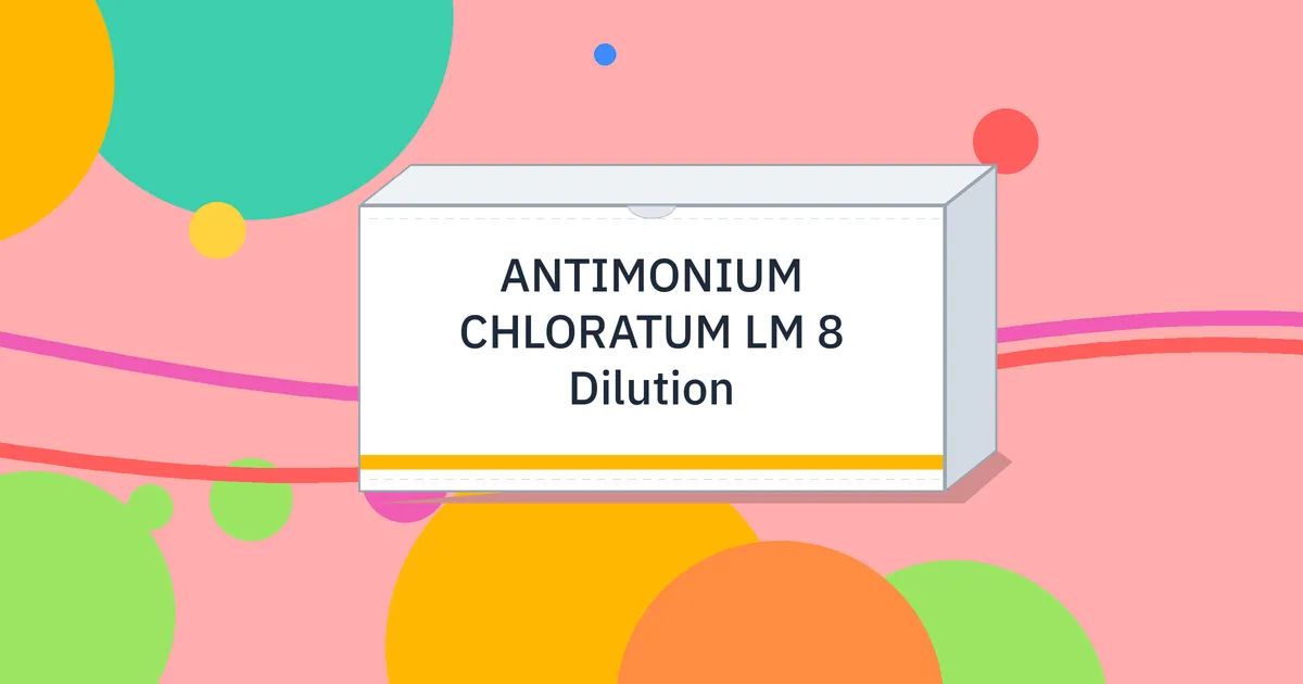Symbolbild: Packung mit der Aufschrift ANTIMONIUM CHLORATUM LM 8 Dilution (PZN 13372571) – Verfügbarkeit und Bezug in Apotheken in Frankfurt am Main