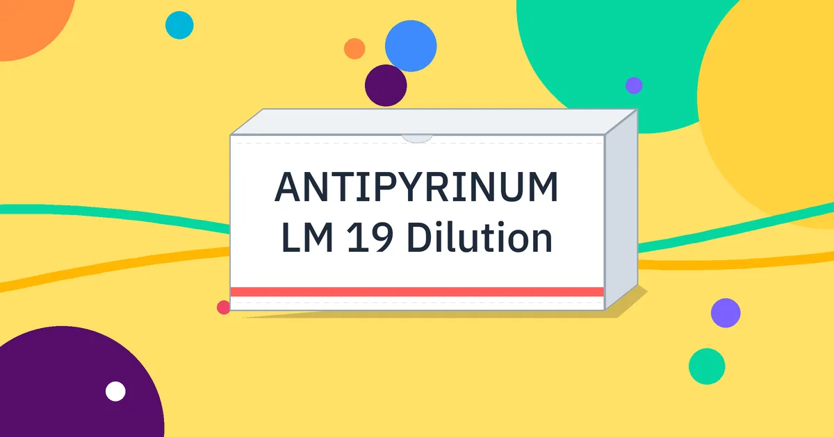 Symbolbild: Packung mit der Aufschrift ANTIPYRINUM LM 19 Dilution (PZN 13376534) – Verfügbarkeit und Bezug in Apotheken in Frankfurt am Main