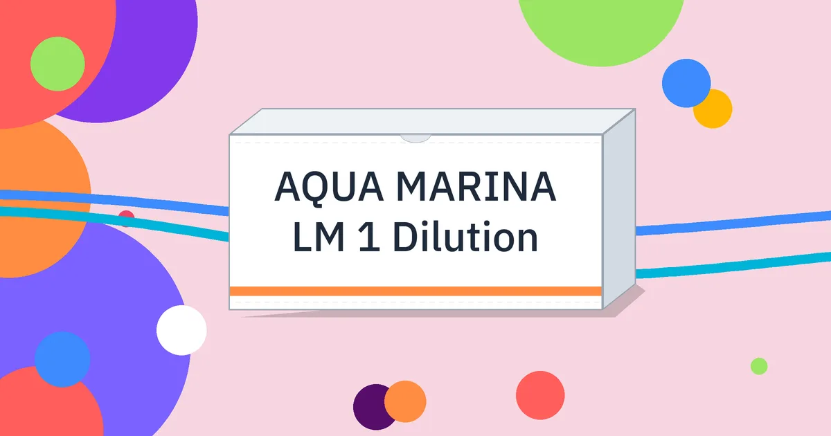 Symbolbild: Packung mit der Aufschrift AQUA MARINA LM 1 Dilution (PZN 12765363) – Verfügbarkeit und Bezug in Apotheken in Frankfurt am Main