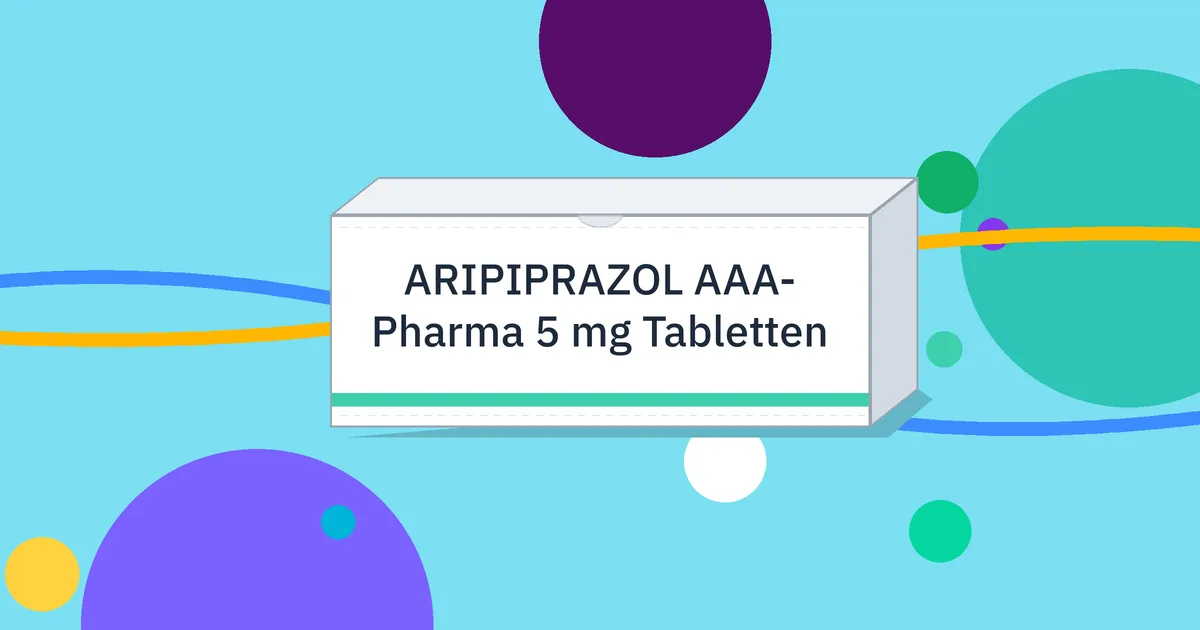 Symbolbild: Packung mit der Aufschrift ARIPIPRAZOL AAA-Pharma 5 mg Tabletten (PZN 18300122) – Verfügbarkeit und Bezug in Apotheken in Frankfurt am Main