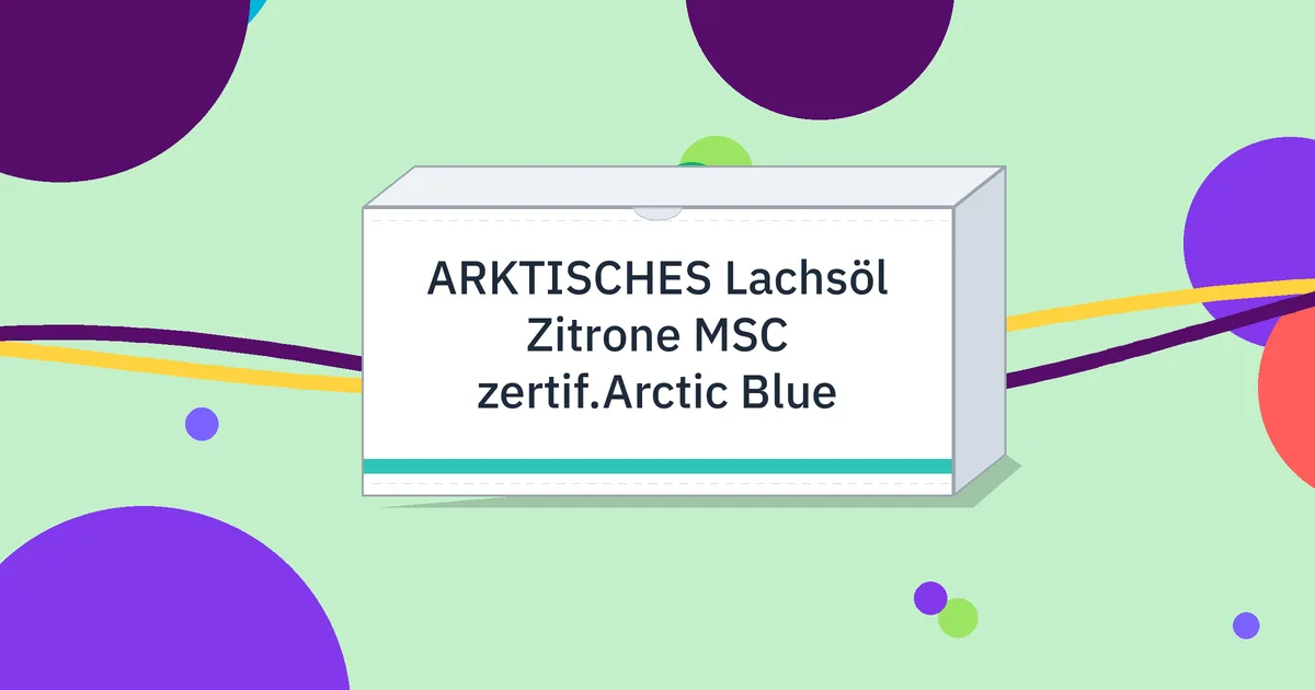 Symbolbild: Packung mit der Aufschrift ARKTISCHES Lachsöl Zitrone MSC zertif.Arctic Blue (PZN 16352356) – Verfügbarkeit und Bezug in Apotheken in Frankfurt am Main