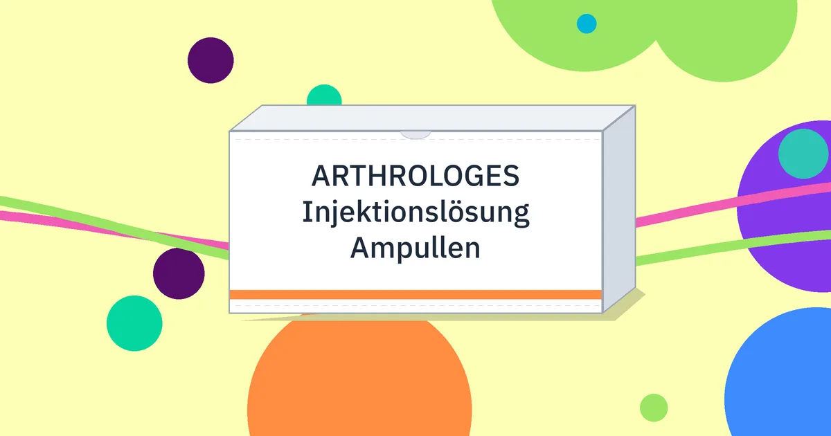 Symbolbild: Packung mit der Aufschrift ARTHROLOGES Injektionslösung Ampullen (PZN 11305694) – Verfügbarkeit und Bezug in Apotheken in Frankfurt am Main