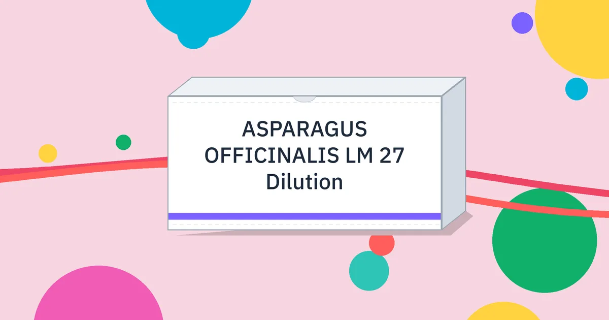 Symbolbild: Packung mit der Aufschrift ASPARAGUS OFFICINALIS LM 27 Dilution (PZN 13403165) – Verfügbarkeit und Bezug in Apotheken in Frankfurt am Main