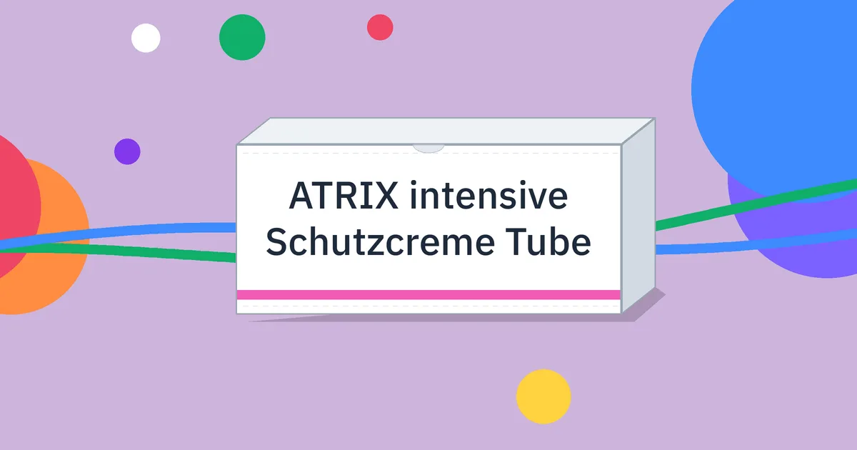 Symbolbild: Packung mit der Aufschrift ATRIX intensive Schutzcreme Tube (PZN 11324177) – Verfügbarkeit und Bezug in Apotheken in Frankfurt am Main