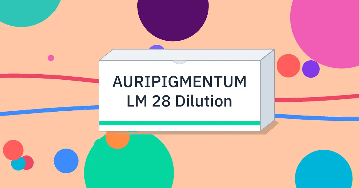 Symbolbild: Packung mit der Aufschrift AURIPIGMENTUM LM 28 Dilution (PZN 12783131) – Verfügbarkeit und Bezug in Apotheken in Frankfurt am Main