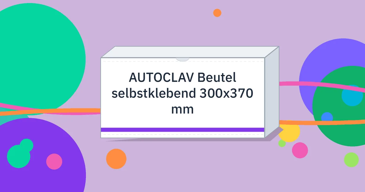 Symbolbild: Packung mit der Aufschrift AUTOCLAV Beutel selbstklebend 300x370 mm (PZN 16033786) – Verfügbarkeit und Bezug in Apotheken in Frankfurt am Main