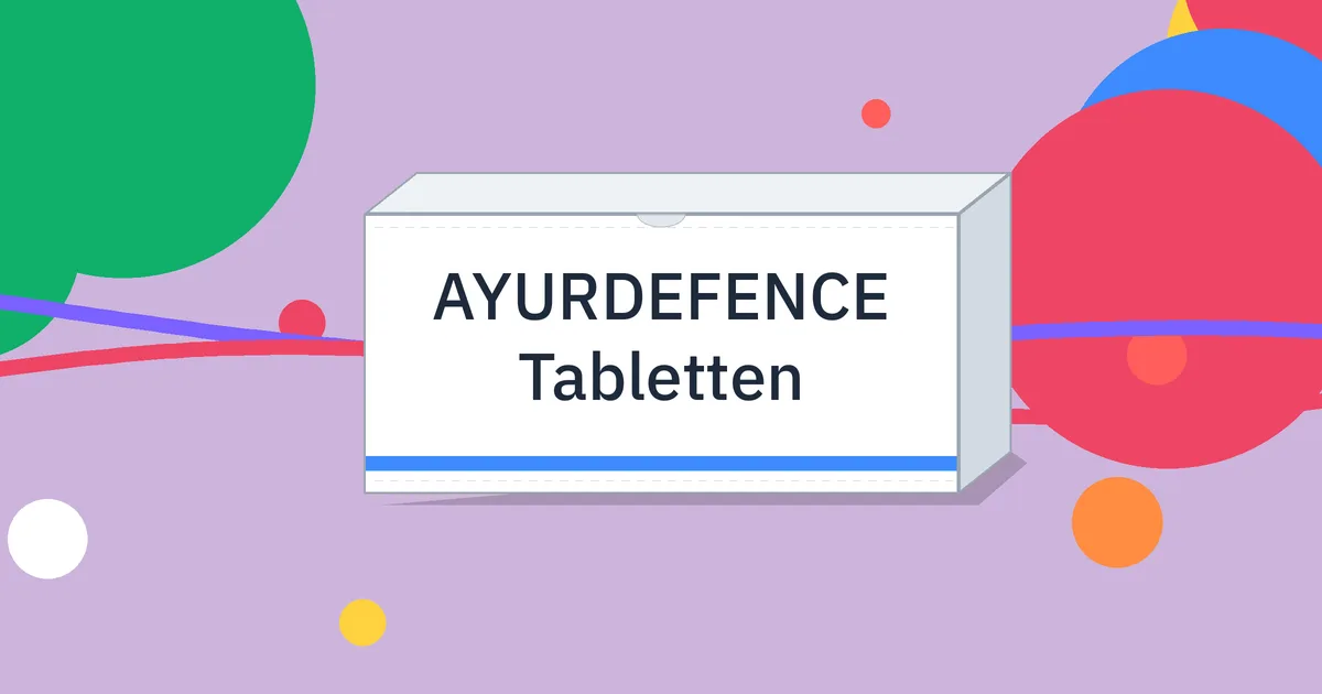 Symbolbild: Packung mit der Aufschrift AYURDEFENCE Tabletten (PZN 17903060) – Verfügbarkeit und Bezug in Apotheken in Frankfurt am Main