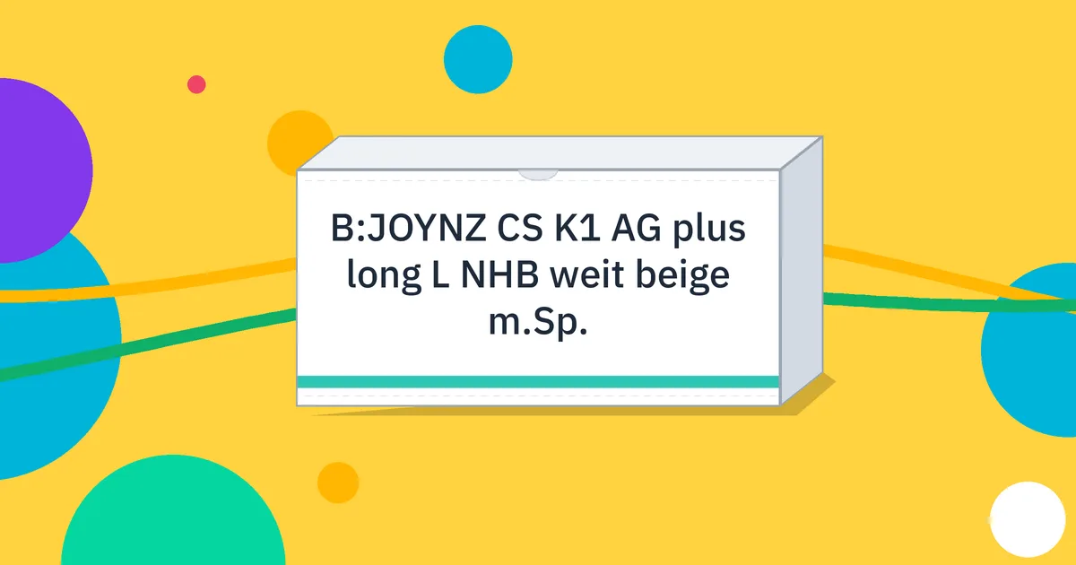 Symbolbild: Packung mit der Aufschrift B:JOYNZ CS K1 AG plus long L NHB weit beige m.Sp. (PZN 20532259) – Verfügbarkeit und Bezug in Apotheken in Frankfurt am Main