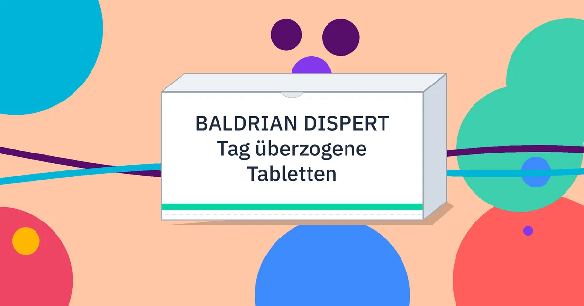 Symbolbild: Packung mit der Aufschrift BALDRIAN DISPERT Tag überzogene Tabletten (PZN 02859910) – Verfügbarkeit und Bezug in Apotheken in Frankfurt am Main