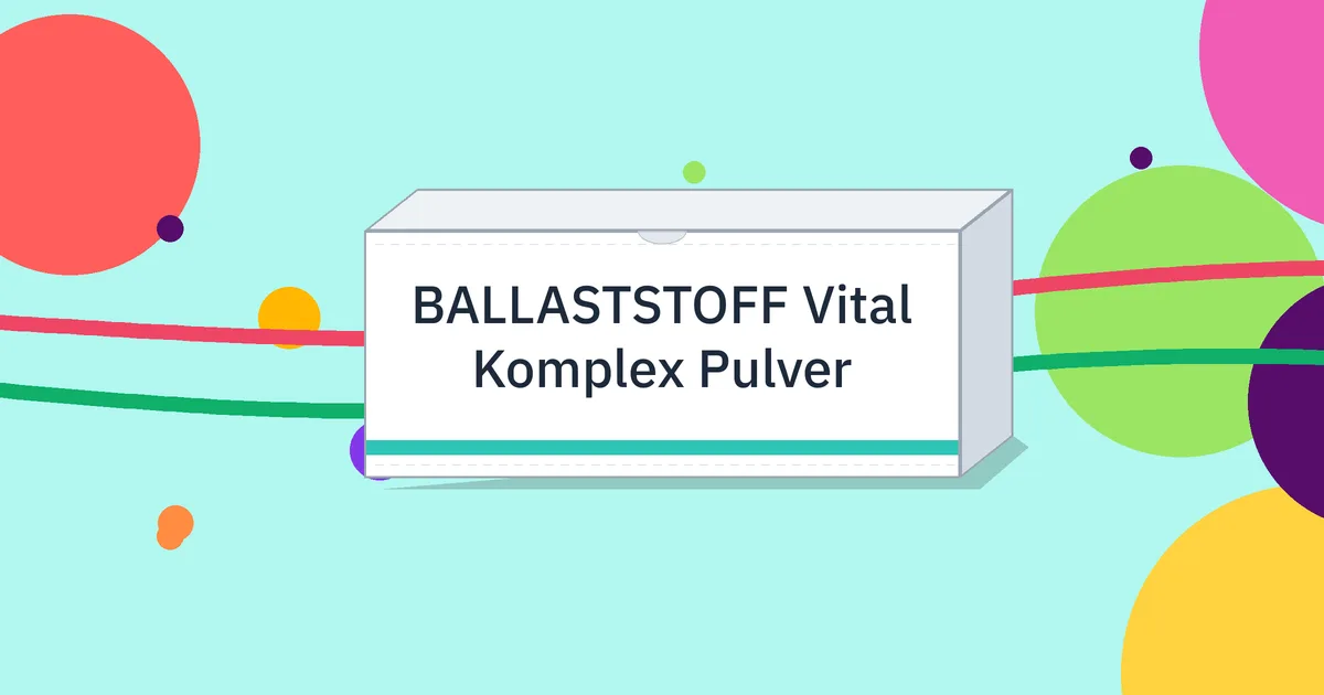 Symbolbild: Packung mit der Aufschrift BALLASTSTOFF Vital Komplex Pulver (PZN 11858507) – Verfügbarkeit und Bezug in Apotheken in Frankfurt am Main