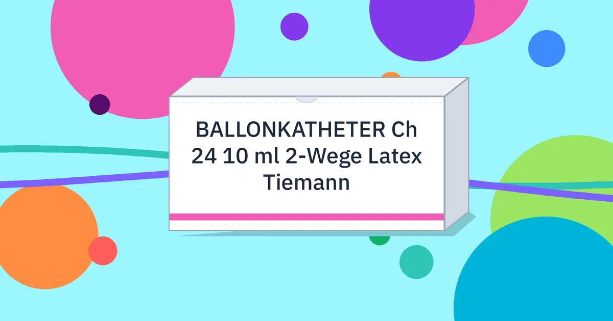 Symbolbild: Packung mit der Aufschrift BALLONKATHETER Ch 24 10 ml 2-Wege Latex Tiemann (PZN 00786443) – Verfügbarkeit und Bezug in Apotheken in Frankfurt am Main