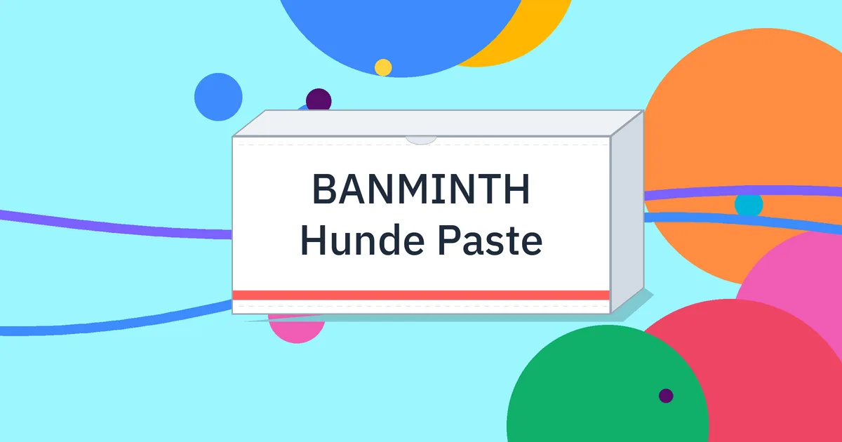 Symbolbild: Packung mit der Aufschrift BANMINTH Hunde Paste (PZN 01561574) – Verfügbarkeit und Bezug in Apotheken in Frankfurt am Main