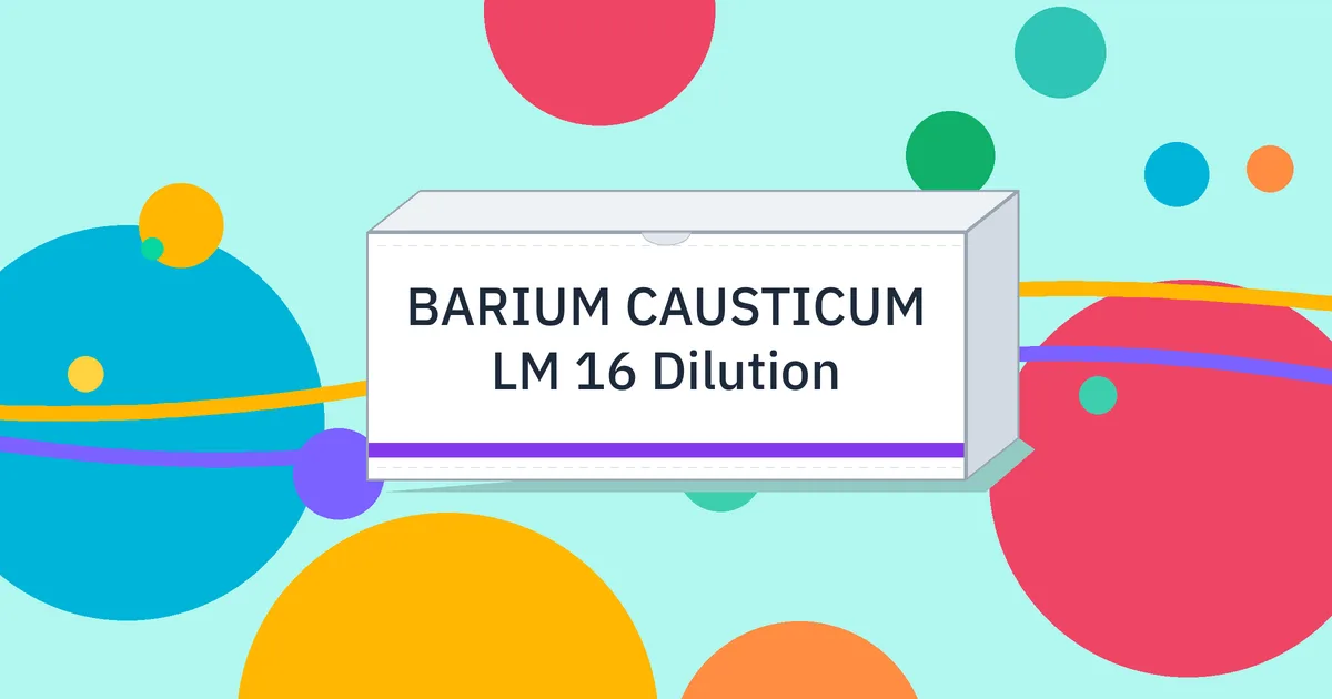 Symbolbild: Packung mit der Aufschrift BARIUM CAUSTICUM LM 16 Dilution (PZN 13376675) – Verfügbarkeit und Bezug in Apotheken in Frankfurt am Main