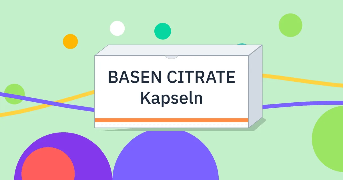 Symbolbild: Packung mit der Aufschrift BASEN CITRATE Kapseln (PZN 10125903) – Verfügbarkeit und Bezug in Apotheken in Frankfurt am Main