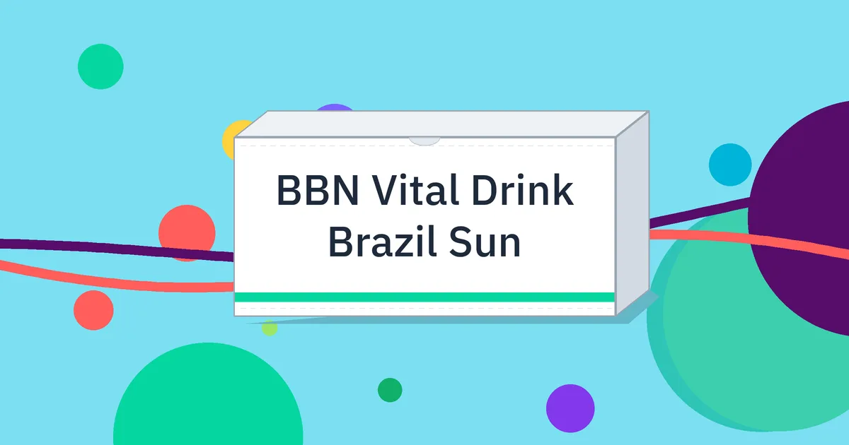 Symbolbild: Packung mit der Aufschrift BBN Vital Drink Brazil Sun (PZN 16760925) – Verfügbarkeit und Bezug in Apotheken in Frankfurt am Main