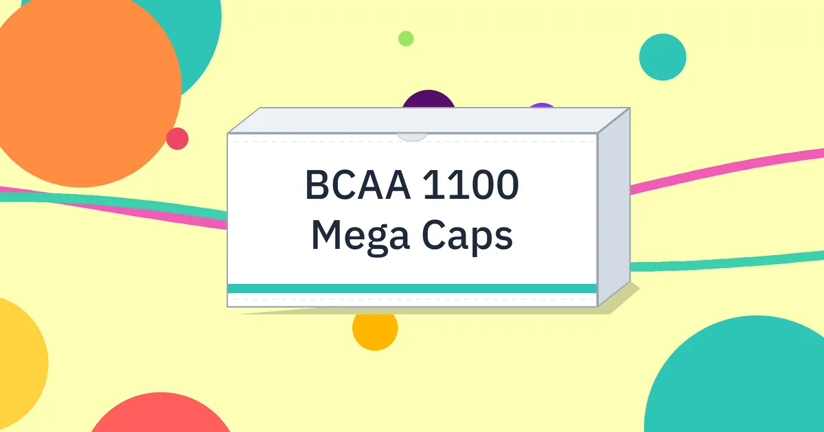 Symbolbild: Packung mit der Aufschrift BCAA 1100 Mega Caps (PZN 18734955) – Verfügbarkeit und Bezug in Apotheken in Frankfurt am Main
