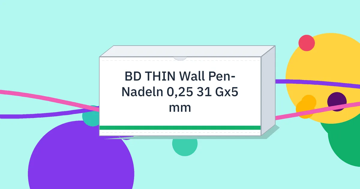 Symbolbild: Packung mit der Aufschrift BD THIN Wall Pen-Nadeln 0,25 31 Gx5 mm (PZN 19754279) – Verfügbarkeit und Bezug in Apotheken in Frankfurt am Main