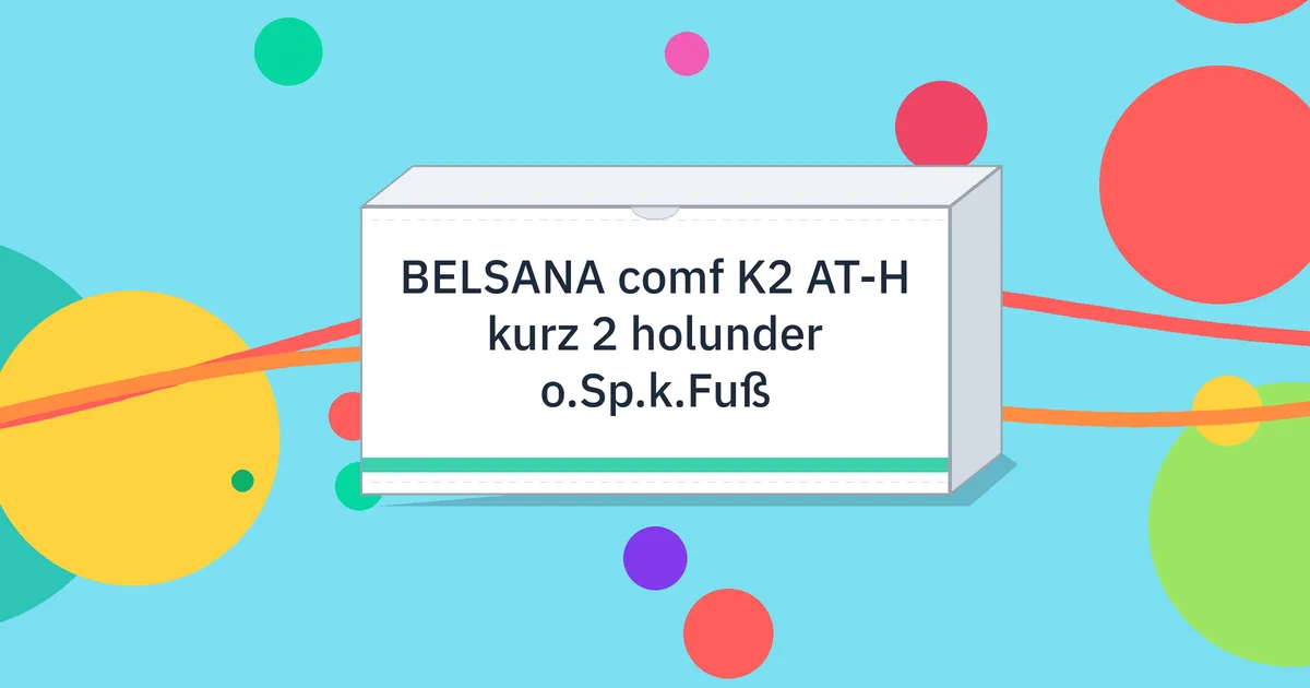 Symbolbild: Packung mit der Aufschrift BELSANA comf K2 AT-H kurz 2 holunder o.Sp.k.Fuß (PZN 12328616) – Verfügbarkeit und Bezug in Apotheken in Frankfurt am Main