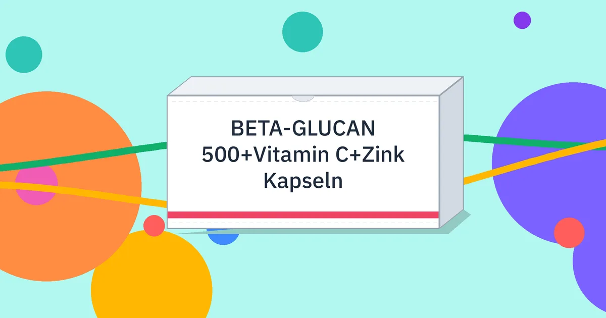 Symbolbild: Packung mit der Aufschrift BETA-GLUCAN 500+Vitamin C+Zink Kapseln (PZN 12539359) – Verfügbarkeit und Bezug in Apotheken in Frankfurt am Main