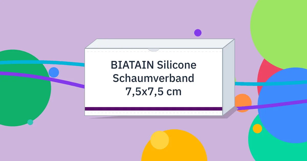 Symbolbild: Packung mit der Aufschrift BIATAIN Silicone Schaumverband 7,5x7,5 cm (PZN 12458997) – Verfügbarkeit und Bezug in Apotheken in Frankfurt am Main