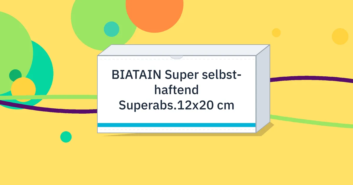 Symbolbild: Packung mit der Aufschrift BIATAIN Super selbst-haftend Superabs.12x20 cm (PZN 11117283) – Verfügbarkeit und Bezug in Apotheken in Frankfurt am Main
