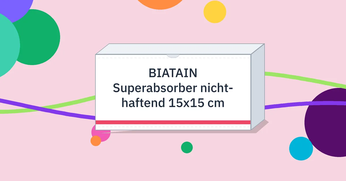 Symbolbild: Packung mit der Aufschrift BIATAIN Superabsorber nicht-haftend 15x15 cm (PZN 19768376) – Verfügbarkeit und Bezug in Apotheken in Frankfurt am Main