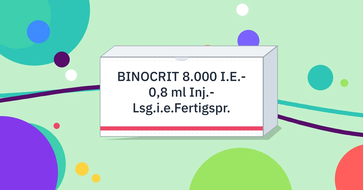 Symbolbild: Packung mit der Aufschrift BINOCRIT 8.000 I.E.-0,8 ml Inj.-Lsg.i.e.Fertigspr. (PZN 18410678) – Verfügbarkeit und Bezug in Apotheken in Frankfurt am Main
