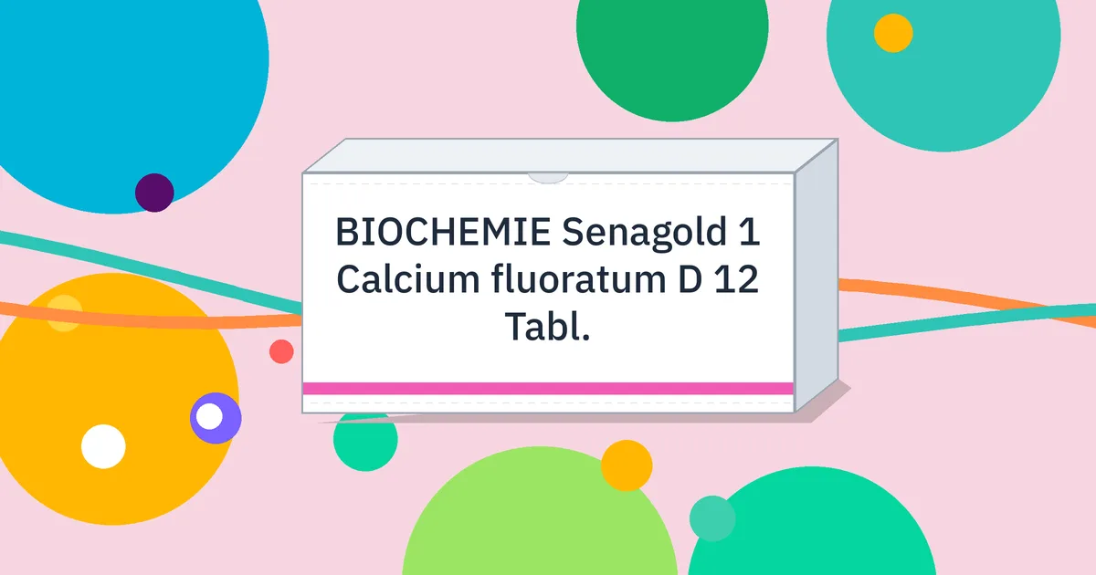 Symbolbild: Packung mit der Aufschrift BIOCHEMIE Senagold 1 Calcium fluoratum D 12 Tabl. (PZN 06827522) – Verfügbarkeit und Bezug in Apotheken in Frankfurt am Main