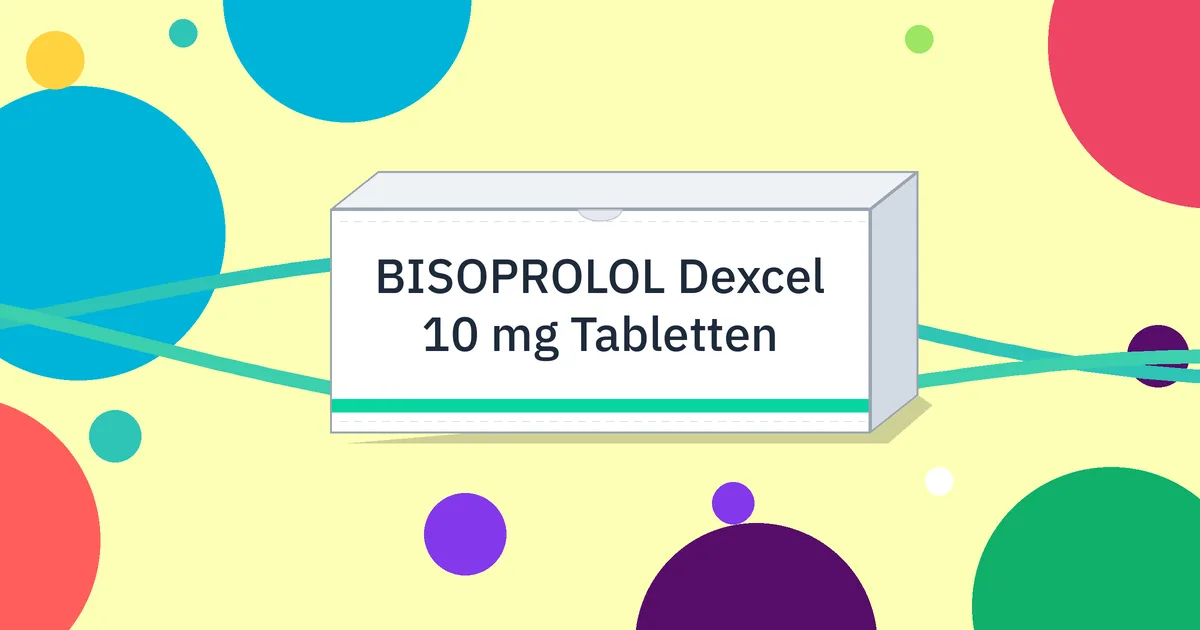 Symbolbild: Packung mit der Aufschrift BISOPROLOL Dexcel 10 mg Tabletten (PZN 09611946) – Verfügbarkeit und Bezug in Apotheken in Frankfurt am Main