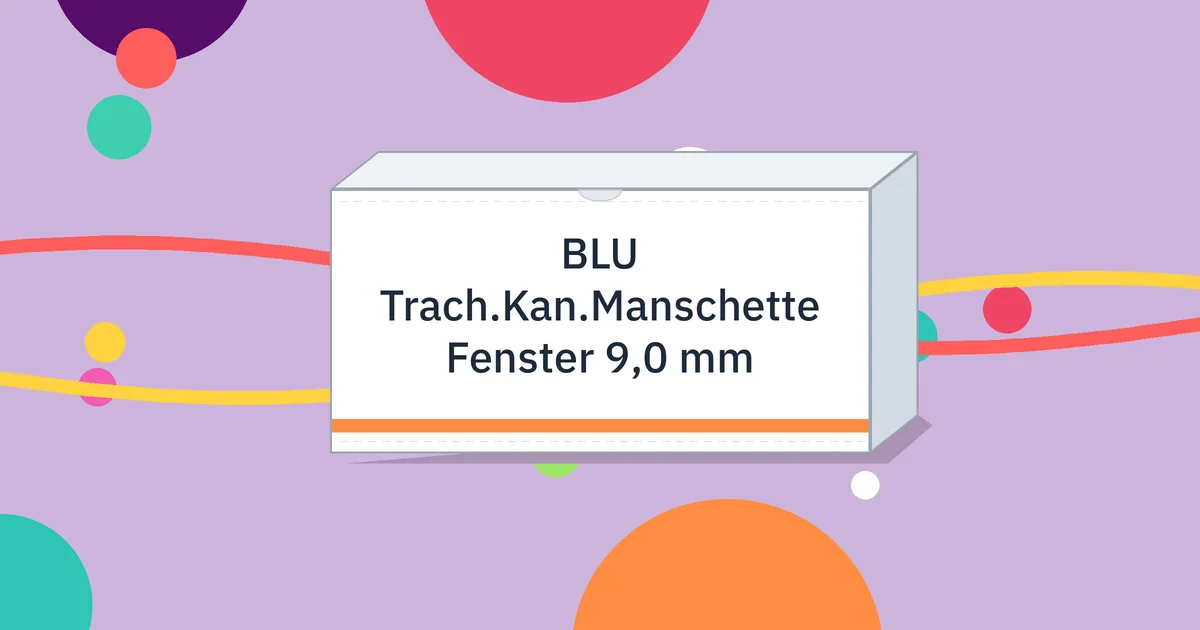Symbolbild: Packung mit der Aufschrift BLU Trach.Kan.Manschette Fenster 9,0 mm (PZN 09216440) – Verfügbarkeit und Bezug in Apotheken in Frankfurt am Main