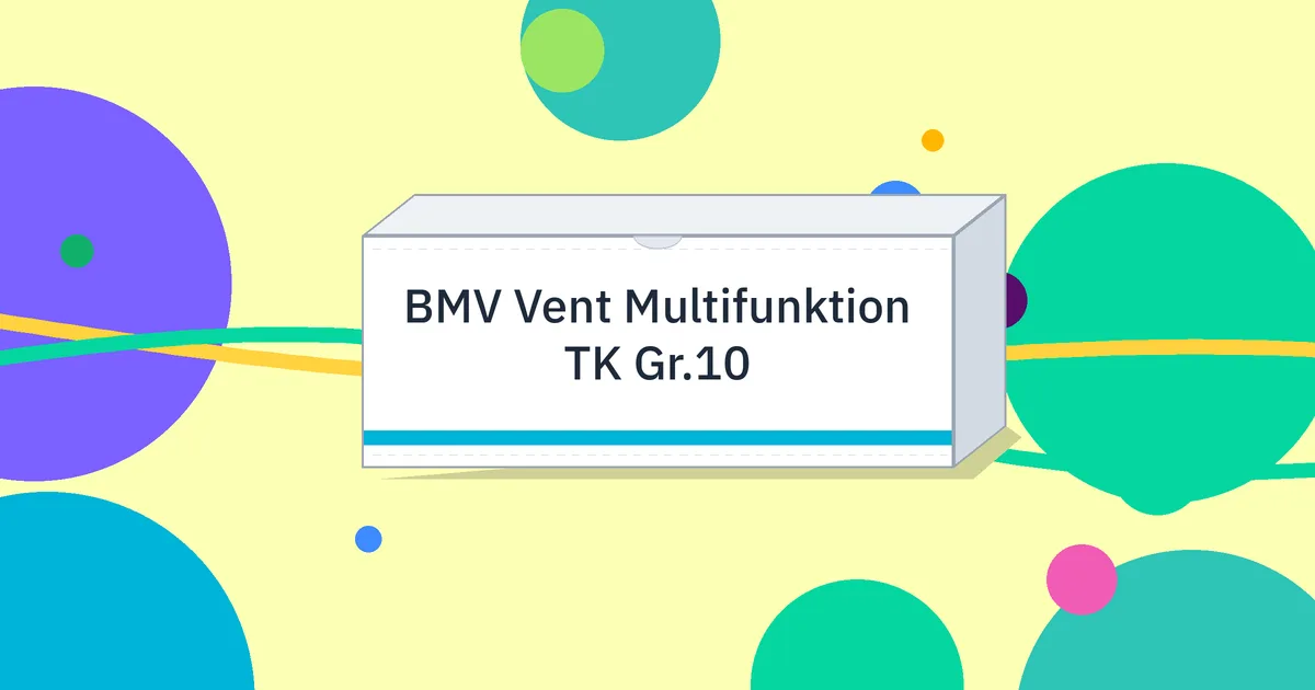 Symbolbild: Packung mit der Aufschrift BMV Vent Multifunktion TK Gr.10 (PZN 18384805) – Verfügbarkeit und Bezug in Apotheken in Frankfurt am Main