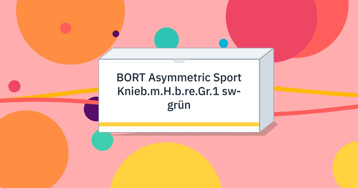 Symbolbild: Packung mit der Aufschrift BORT Asymmetric Sport Knieb.m.H.b.re.Gr.1 sw-grün (PZN 19634345) – Verfügbarkeit und Bezug in Apotheken in Frankfurt am Main