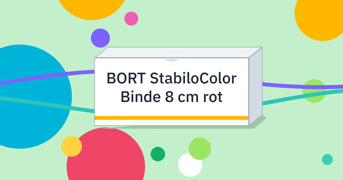 Symbolbild: Packung mit der Aufschrift BORT StabiloColor Binde 8 cm rot (PZN 08831019) – Verfügbarkeit und Bezug in Apotheken in Frankfurt am Main