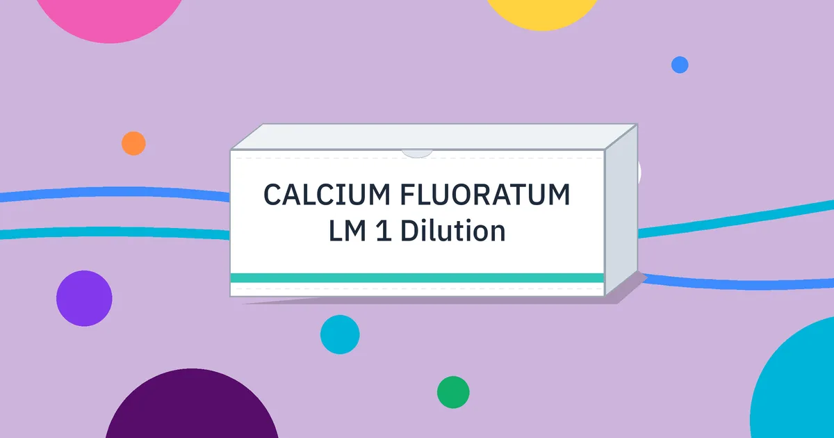 Symbolbild: Packung mit der Aufschrift CALCIUM FLUORATUM LM 1 Dilution (PZN 12804241) – Verfügbarkeit und Bezug in Apotheken in Frankfurt am Main