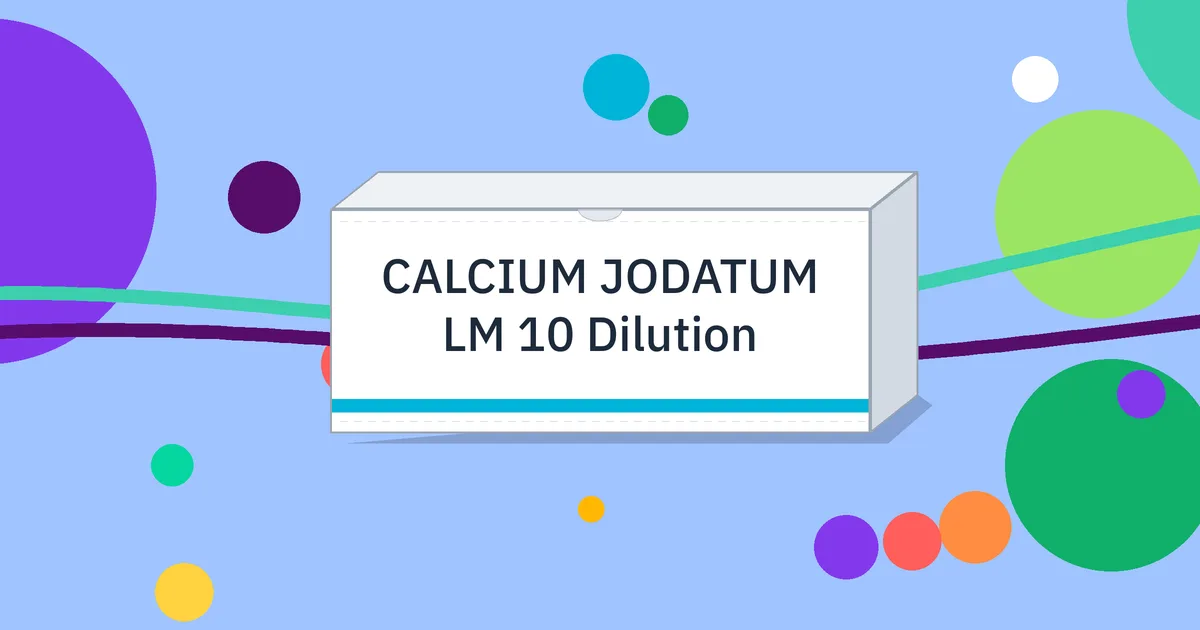 Symbolbild: Packung mit der Aufschrift CALCIUM JODATUM LM 10 Dilution (PZN 12804778) – Verfügbarkeit und Bezug in Apotheken in Frankfurt am Main
