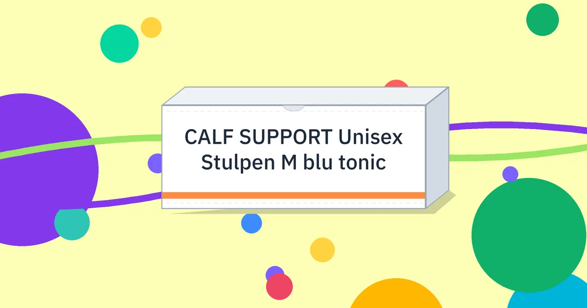 Symbolbild: Packung mit der Aufschrift CALF SUPPORT Unisex Stulpen M blu tonic (PZN 16195247) – Verfügbarkeit und Bezug in Apotheken in Frankfurt am Main
