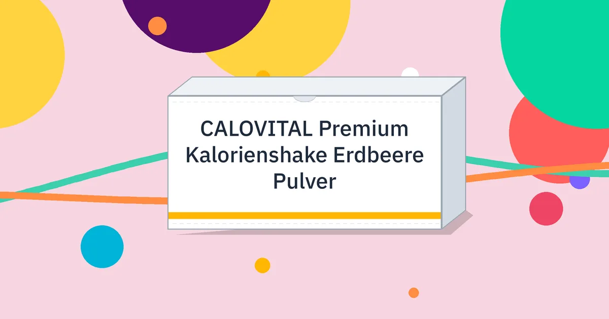 Symbolbild: Packung mit der Aufschrift CALOVITAL Premium Kalorienshake Erdbeere Pulver (PZN 16061185) – Verfügbarkeit und Bezug in Apotheken in Frankfurt am Main