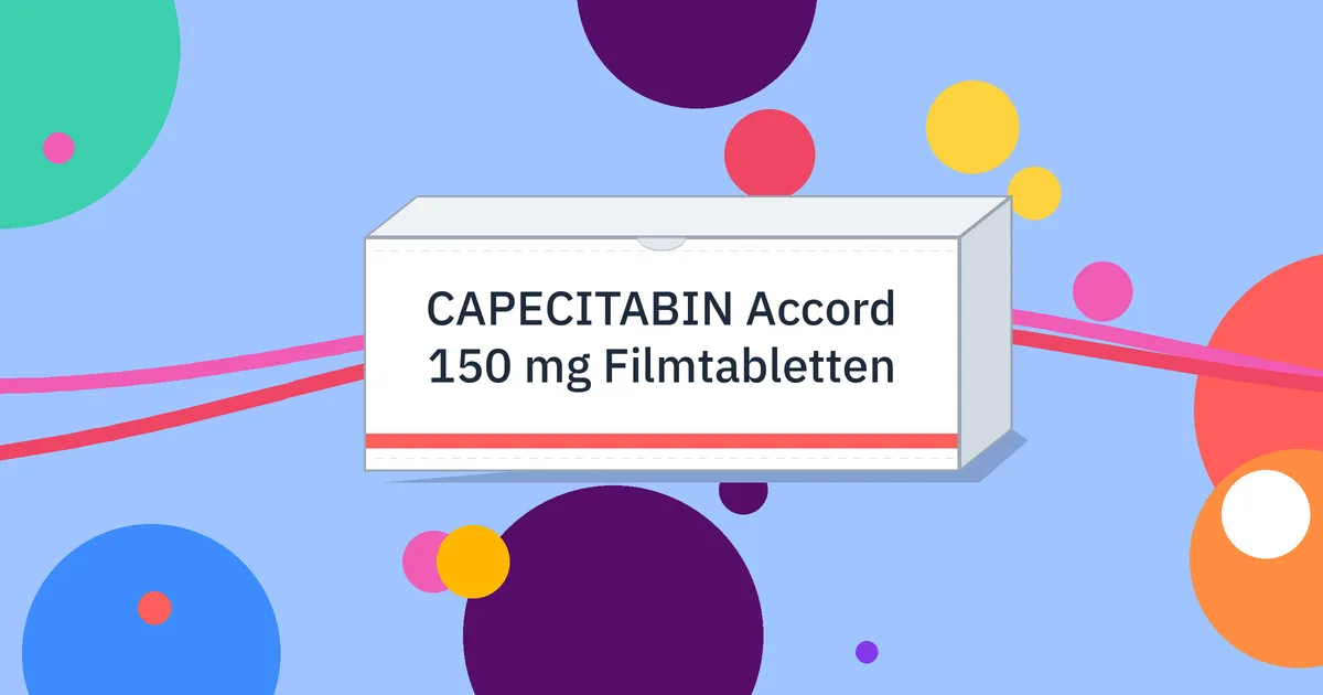 Symbolbild: Packung mit der Aufschrift CAPECITABIN Accord 150 mg Filmtabletten (PZN 07653596) – Verfügbarkeit und Bezug in Apotheken in Frankfurt am Main