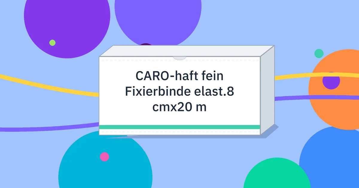 Symbolbild: Packung mit der Aufschrift CARO-haft fein Fixierbinde elast.8 cmx20 m (PZN 11670301) – Verfügbarkeit und Bezug in Apotheken in Frankfurt am Main