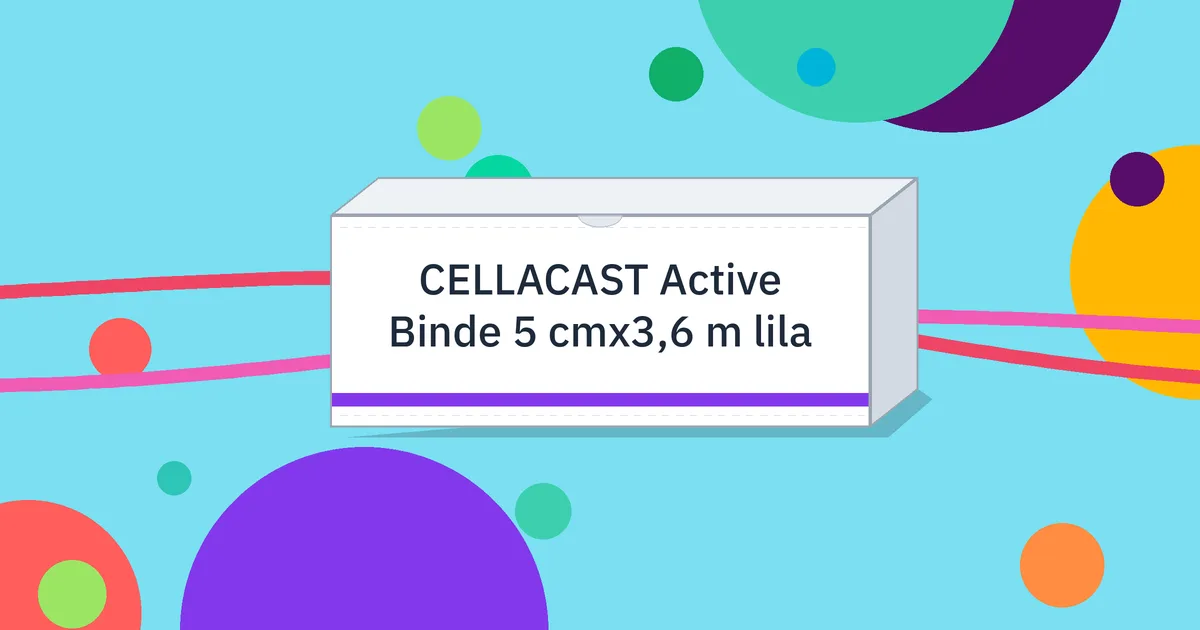Symbolbild: Packung mit der Aufschrift CELLACAST Active Binde 5 cmx3,6 m lila (PZN 14264381) – Verfügbarkeit und Bezug in Apotheken in Frankfurt am Main