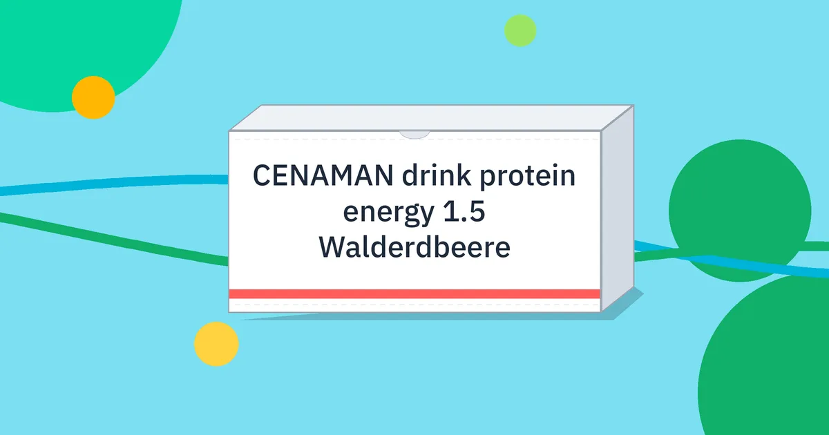 Symbolbild: Packung mit der Aufschrift CENAMAN drink protein energy 1.5 Walderdbeere (PZN 13711151) – Verfügbarkeit und Bezug in Apotheken in Frankfurt am Main