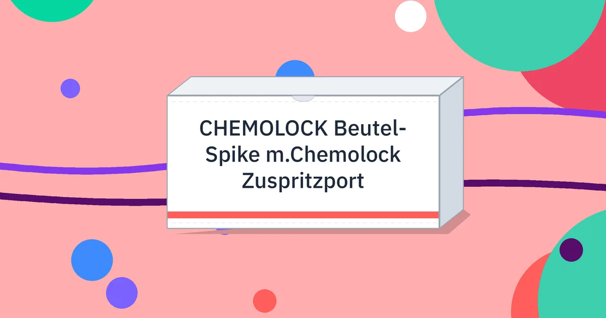 Symbolbild: Packung mit der Aufschrift CHEMOLOCK Beutel-Spike m.Chemolock Zuspritzport (PZN 19443289) – Verfügbarkeit und Bezug in Apotheken in Frankfurt am Main