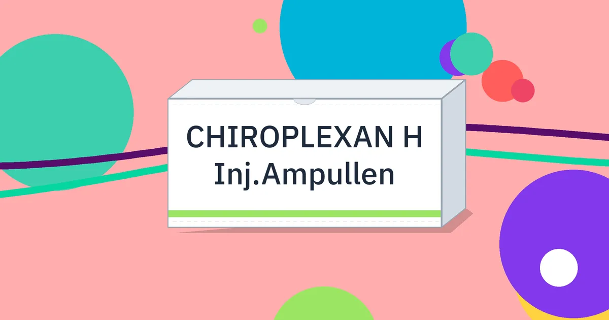 Symbolbild: Packung mit der Aufschrift CHIROPLEXAN H Inj.Ampullen (PZN 08767439) – Verfügbarkeit und Bezug in Apotheken in Frankfurt am Main