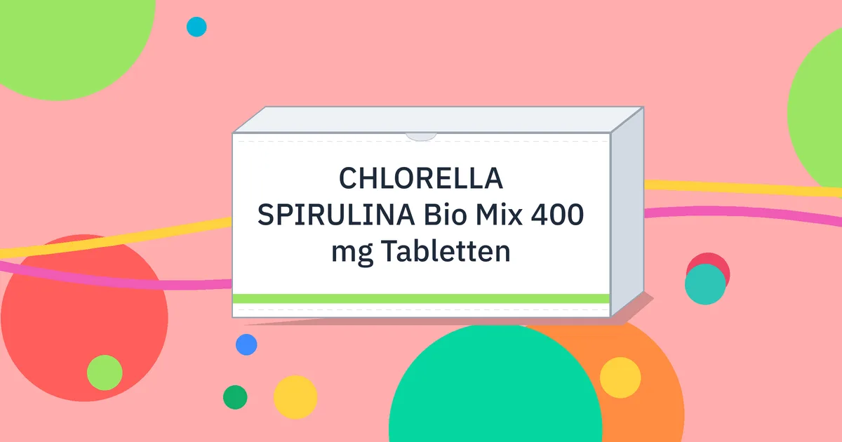 Symbolbild: Packung mit der Aufschrift CHLORELLA SPIRULINA Bio Mix 400 mg Tabletten (PZN 18759576) – Verfügbarkeit und Bezug in Apotheken in Frankfurt am Main